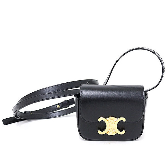 Celine | Bags | Celine Mini Triomphe Shoulder Bag Black Calfskin | Poshmark